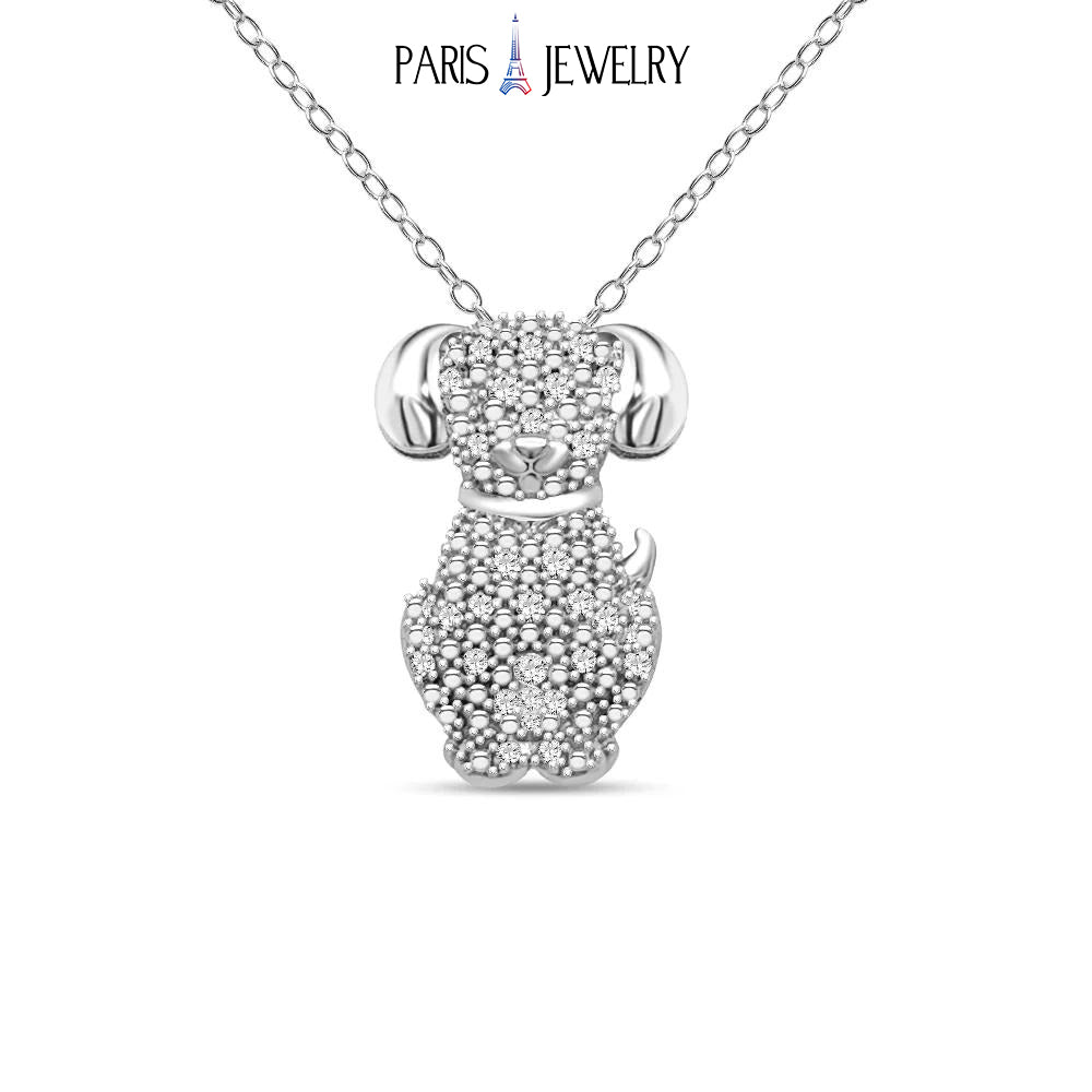 Paris Jewelry 1/10 Carat Diamond Dog Pendant in Sterling Silver - 18 ...